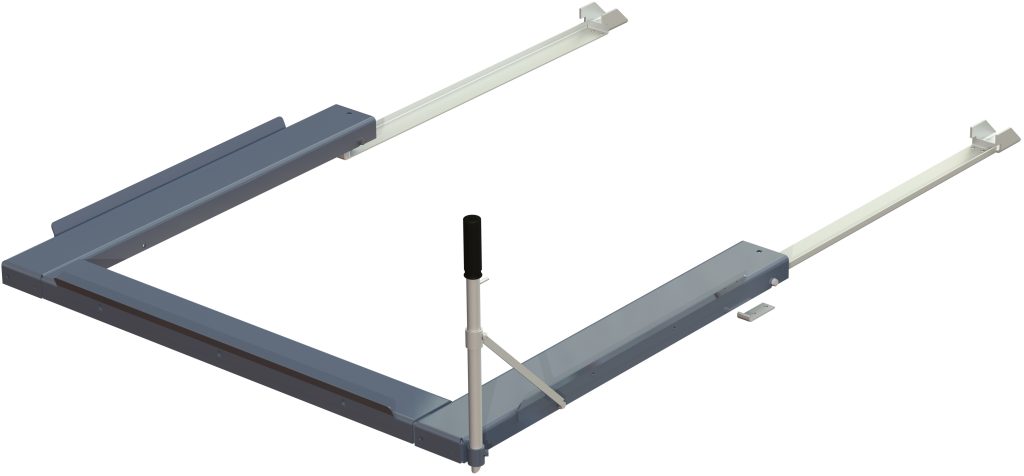 Floor mounted pull-out unit ,1200 kg, Rear-loaded, long-side handled FIN-pallet - Smart Storing